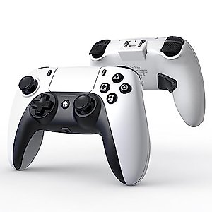 ShanWan Wireless Controller for ps4/PS4 Silm/PS4 pro. Wireless Remote Gamepad Compatible with iOS/PC/Android. Built-in 600mAh Battery with Double Shock/3.5 mm Audio jack/6-axis Motion Sensor/Programmable Back Buttons（white-black）