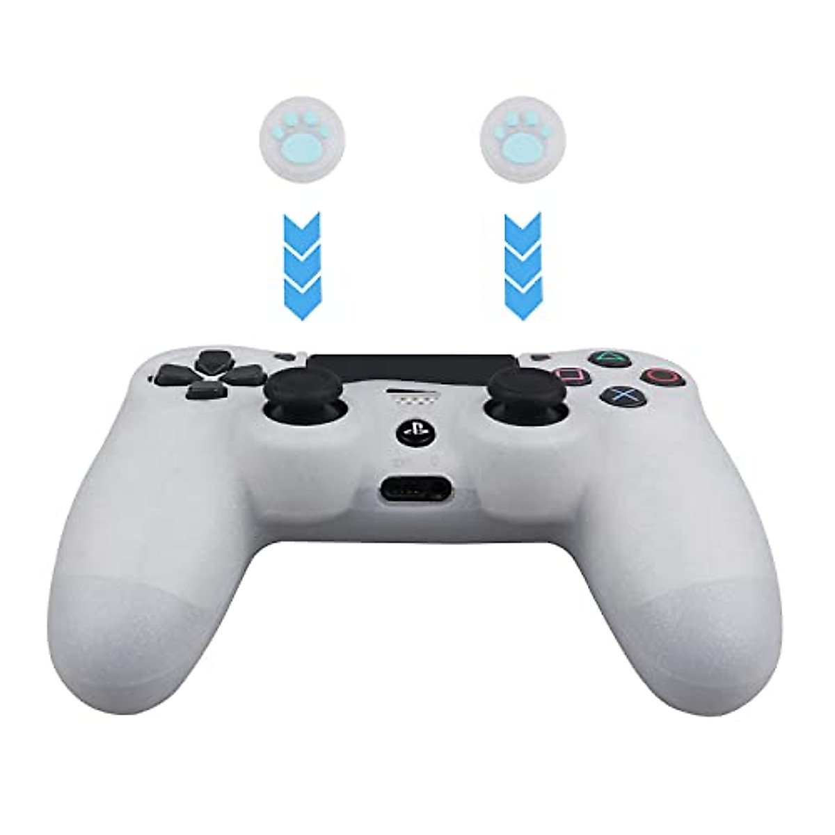 Ralan Controller Skin for PS4 Slim/Pro - Glitter Anti-Slip Silicone Cover - Compatible with PS4 Wireless/Wired Gamepad - 4 Cat Paw Thumb Grip Caps & Black Pro Thumb Grip x 8