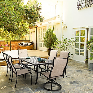 HAPPATIO Patio Dining Set,7 Piece Outdoor Dining Set,Patio Furniture Sets,2 Swivel Dining Chairs,4 Reg.Dining Chairs,Textilene Furniture Set for Patio,Yard,Pool (Gray)