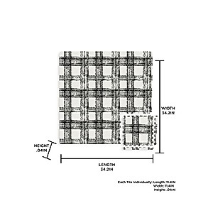 FloorPops FPF3751 Sawyer Plaid Interlocking Floor Tiles, Black
