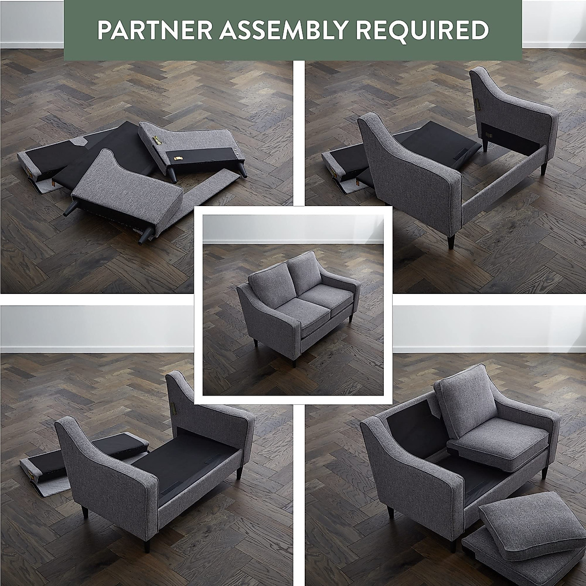 Edenbrook Jensen Upholstered Loveseat – Green Velvet Loveseat - Living Room Furniture - Small Loveseat- Seats Two - Scoop Arm Modern Couch - Couches