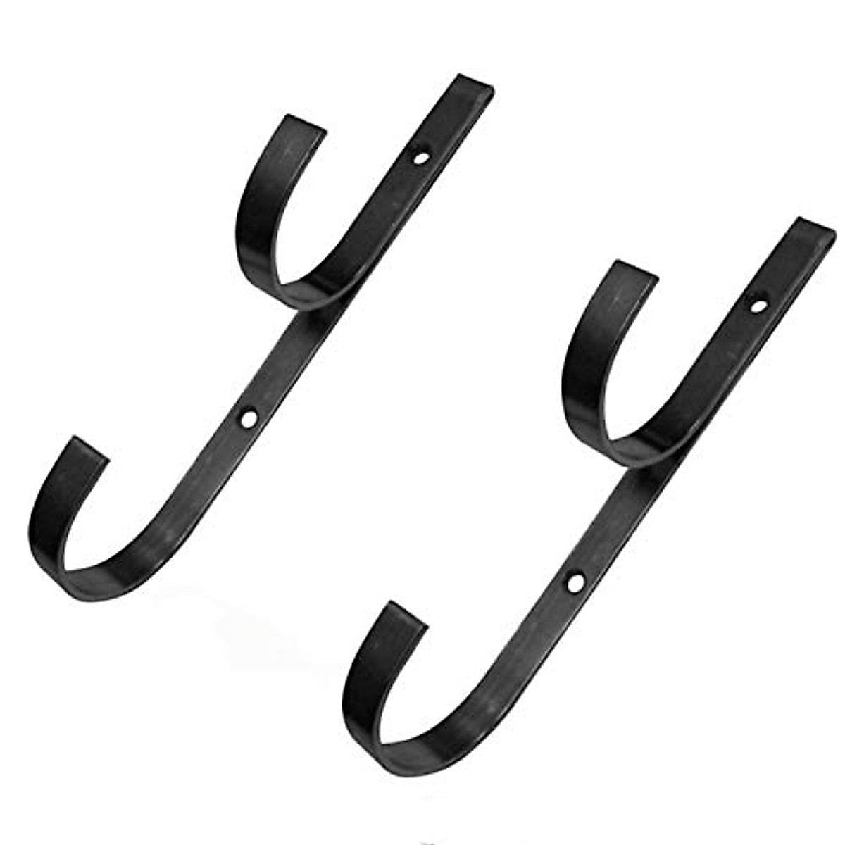 2 Pcs Set Pool Pole Hangers Heavy Duty Black Aluminium Holder with Screws Perfect Hooks for Swimming Pool Telescopic Poles Skimmers Nets Brushes Vacuum Hose Garden Equipment Outdoor Supplies
