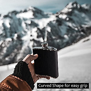 KITVINOUS Hip Flask for Liquor, 8oz Stainless Steel Leakproof Whiskey Flask with Funnel, Classic Gift Idea Flasks with Never-Lose Cap for Men and Women, Black