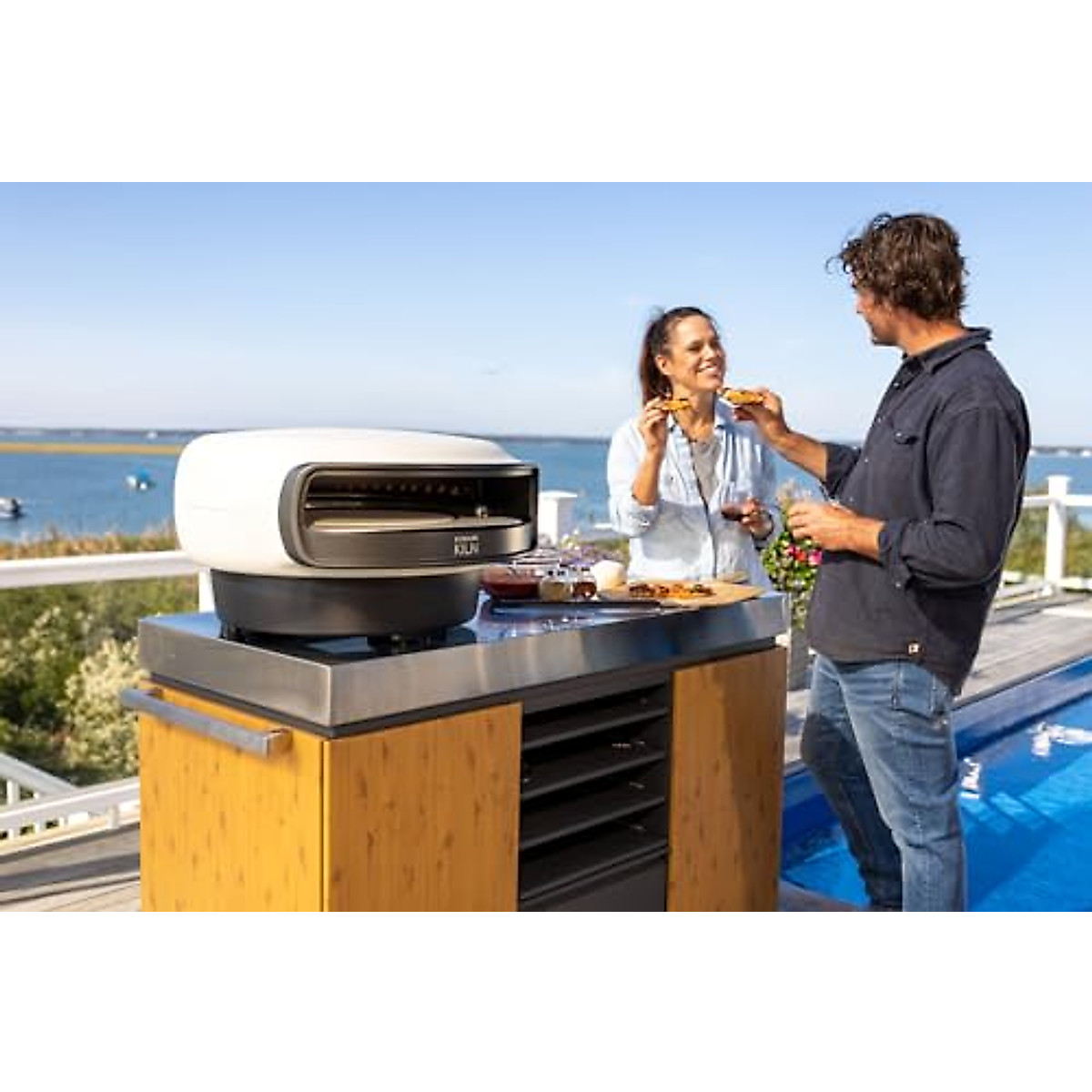 Everdure Pizza Oven Station - Preparation Cart with Stainless Steel Countertop, Four Slide Out Shelves, On Wheels for Portability