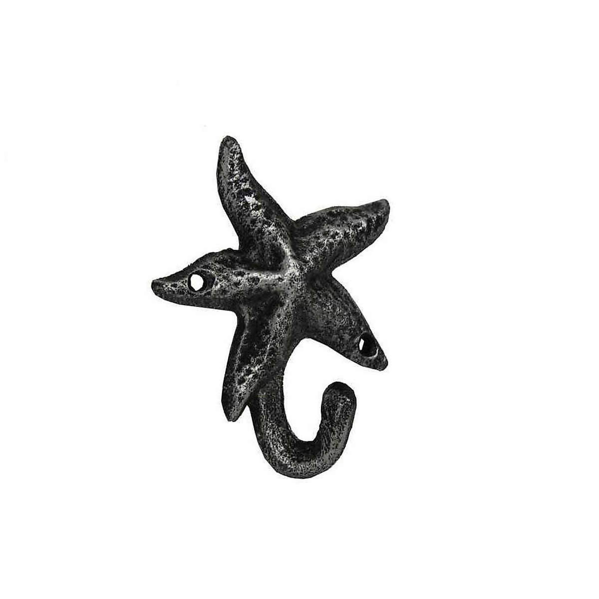 Antique Silver Cast Iron Starfish Hook- Nautical Wall Hook- Starfish Decoration