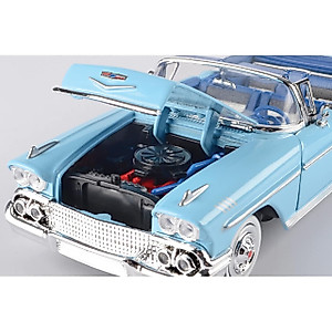 1958 Chevrolet Impala Convertible, Blue - Motormax Premium American 73267 - 1/24 Scale Diecast Model Car