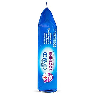 TropiClean Oxymed Soothing Allover Cat & Dog Wipes For Paws And Butt, Anti Itch Relief For Dogs & Cats 50 Count