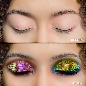 MAKI YIKA Glitter Eyeshadow Teal Liquid Multichrome Eyeshadows Long Lasting, Metallic Chameleon Eye Shadow Smudgeproof Holographic Multi-Dimensional Eye Looks (#3 Dawn)