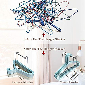 Hanger Stacker Caddy Holder Storage Stainless Steel Clothes Hanger Organizer Rack for Closet Tidier Laundry Room (Silver-1 Pack)