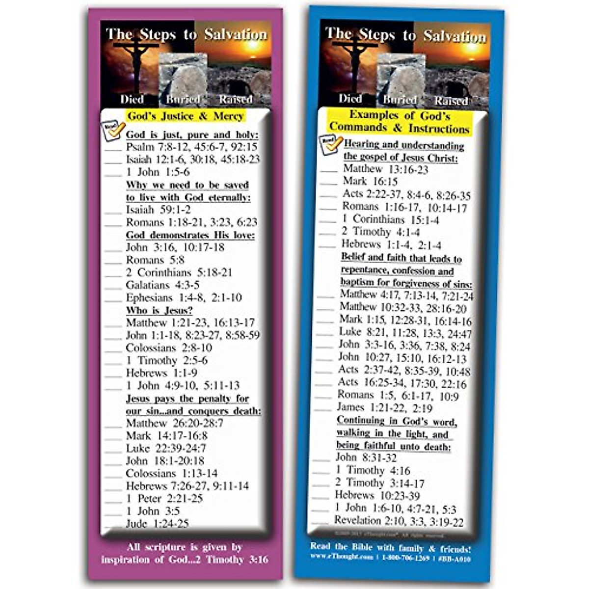 eThought BB-A010-25-2.75x8.25 The Steps to Salvation Bookmark Size Bible Verse Cards (Pack of 25), 2.75" x 8.25"