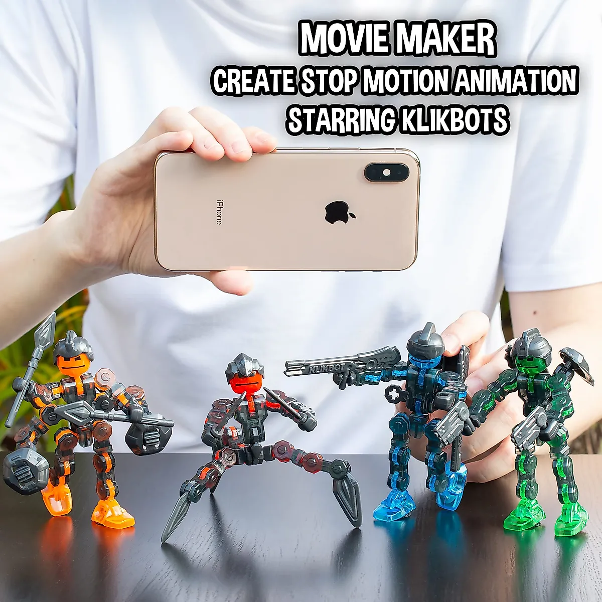 Zing Klikbot, Complete Set of 4 Poseable Action Figures with Weapons, Translucent, Create Stop Motion Animation, for Ages 6 and Up (Series 3 Guardians)