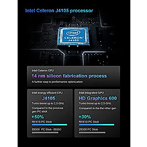 AWOW Fanless 8GB Mini PC Stick Intel Celeron J4105, 128GB Storage, Windows 11 Pro Mini Computer Stick Supporting HDMI 2.0 and Mini DP 1.2 Dual 4K@60Hz, Dual Band WiFi and Gigabit Ethernet Port, NY41S