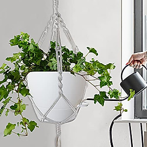 WOUSIWER 10 inch Self Watering Planters, 2 Pack Large Plastic Plant Pots with Deep Reservior and High Drainage Holes for Indoor Outdoor Plants and Flowers, White