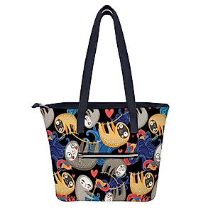 Fun Lovers with Sloths Women's Tote Bag PU Leather Shoulder Bag Handbags Purse For Work Shopping Travel