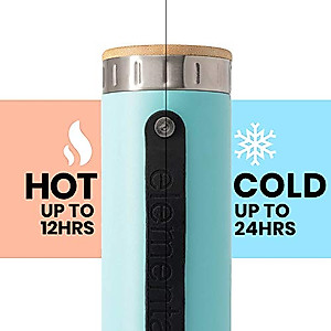 Elemental Iconic Stainless Steel Water Bottle Infuser, 20oz Triple Wall Vacuum Insulated Water Bottle, Reusable Fruit & Tea Infuser Thermal Bottle with Internal Strainer and Bamboo Lid - Robin's Egg