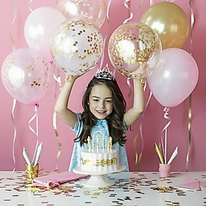 FunHot Pink and Gold Balloons, 60Pcs Retro Pink White Balloons, 12 Inch Metallic Gold Confetti Balloons Helium Light Pink Latex Party Balloons for Girls Baby Shower Birthday Princess Party Decorations