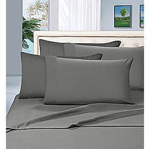 Elegant Comfort Wrinkle Resistant Luxury 6-Piece Bed Sheet Set - 1500 Thread Count Egyptian Quality Silky Soft #1 Rated Sheet Set - King, Gray