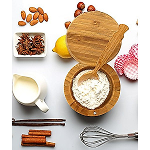 Estilo Premium Bamboo Salt and Pepper Bowls, Wooden Spice Containers with Magnetic Swivel Lids, Perfect for Salt, Spice, Sugar, Pepper Brown