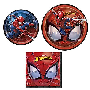 Unique Spiderman Birthday Party Bundle 8 Dinner & 8 Dessert Plates, 16 Luncheon Napkins , For 8 People and 1 Saguaro Acres Party Supply Checklist