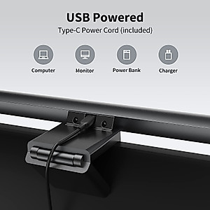 Funlicht Monitor Light Bar, Computer Monitor Lamp for Eye Caring LED Dimmable Screen Light Bar, Touch Control USB Powered Screenbar for Desk/Office/Home/Game, Silver Gray