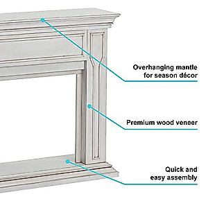 e-Flame USA Breckenridge Electric Fireplace Stove Mantel Surround - 41-inch - Rustic White Finish