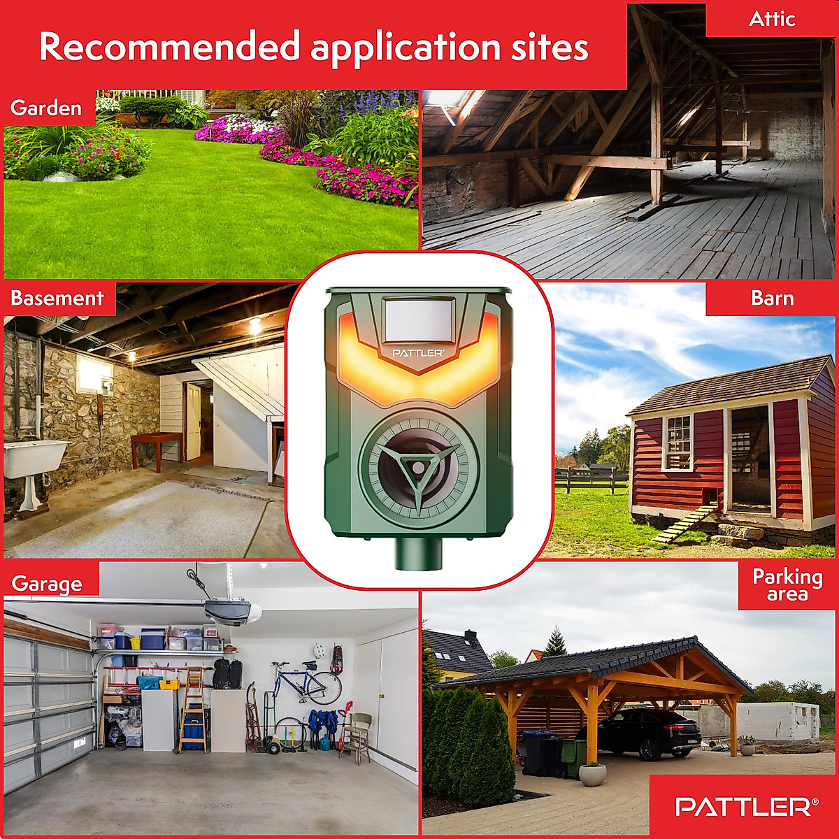 PATTLER® Animal Repellent Outdoor with Flame Light to Scare Animals | Deer and Rabbit Repellent with Motion Sensor up to 10m Range | Ultrasonic Deer Repellent | Rabbit Repellent Outdoor | | 1 Pack