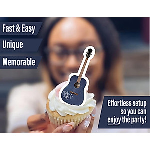 LoveUtah Tay Eras Music Tour Birthday Party Banner and Cupcake Toppers with Guitar Cutout (36 Pieces)