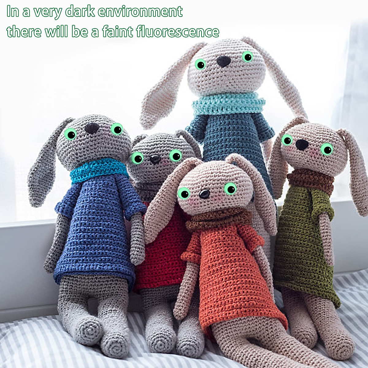 UPINS 500PCS Glowing in Dark Googly Wiggle Eyes Self Adhesive for Craft Luminous Sparkle Halloween Googly Eyes for DIY Sticker Decoration 6 mm 8 mm 10 mm 12 mm