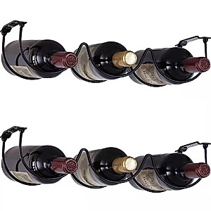 FOMANSH Under Cabinet Wine Rack, Organization and Storge Rack for Bottles, Under Cabinet Organizer for Liquor Bottle, Decor Kitchen Wall Mounted Wine Bottle Holder,Metal Black