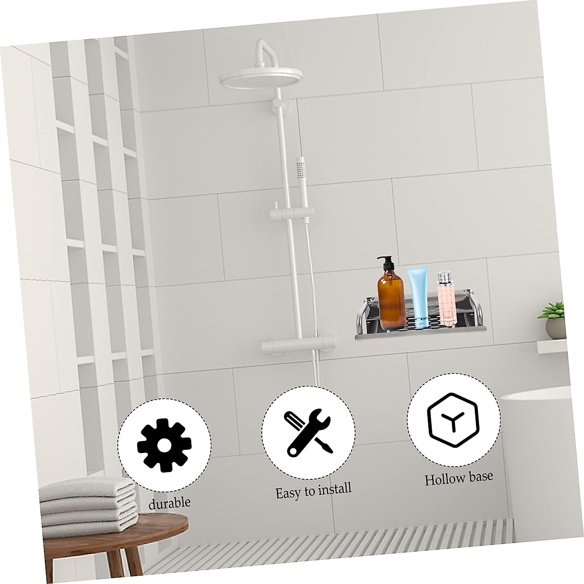 ULDIGI 1 Set Wall Mounted Bathroom Storage Rack Versatile Shower Organizer and Toilet Holder Stand Practical Floating Shelf for Home Organization and Sundries Storage