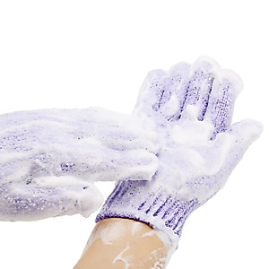 Exfoliating Shower Bath Gloves【4 Pair】Double Side Durable Nylon Shower Gloves Body Scrub Exfoliator & Bathing Accessories for Men,Women & Kids Bath Scrubber for Acne & Dead Cell