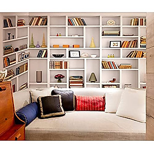 Maijoeyy 7x5ft White Bookshelf Backdrop Bookcase Backdrops Office Backdrop Video Conference Zoom Backdrop Home Office Decoration Zoom Backdrops for Photography