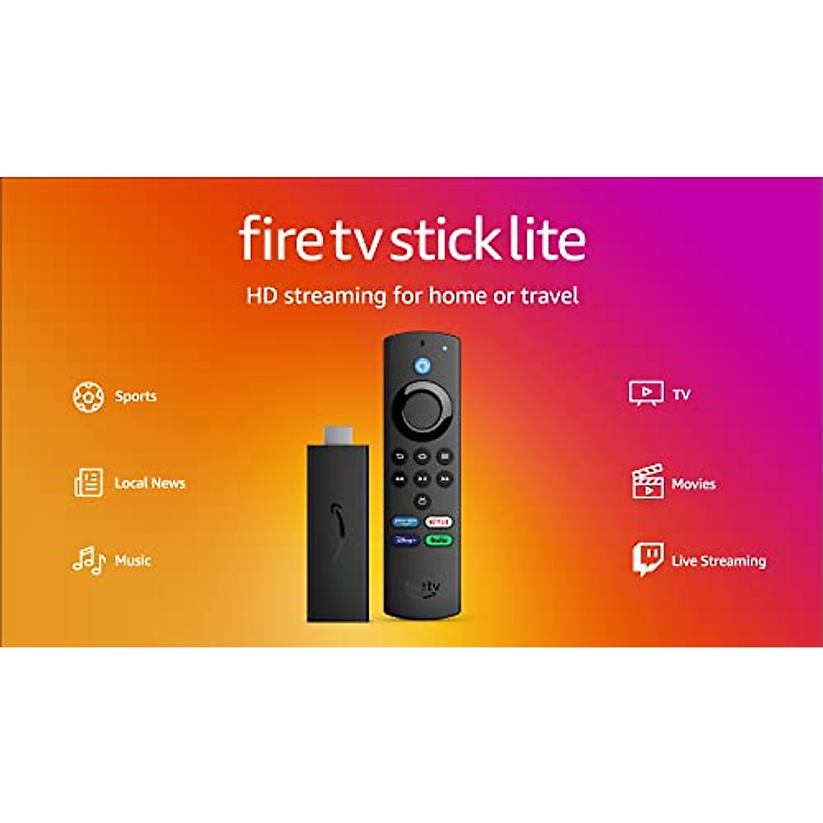 Fire TV Stick Lite, free and live TV, Alexa Voice Remote Lite, smart home controls, HD streaming