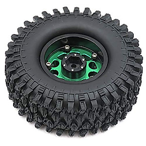2pcs RC 1.9 Super Swamper Crawler Tires Tyre Height 108mm & Aluminum 1.9 Beadlock Wheel Rim Green/Black Color
