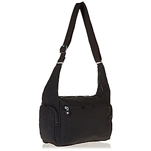 Kipling Womens Women's Erica Bag, Jetset Traveller, Small Handbag, Polyester Crossbody Bag, Black Tonal, 12.25 L x 8.75 H 6.25 D US