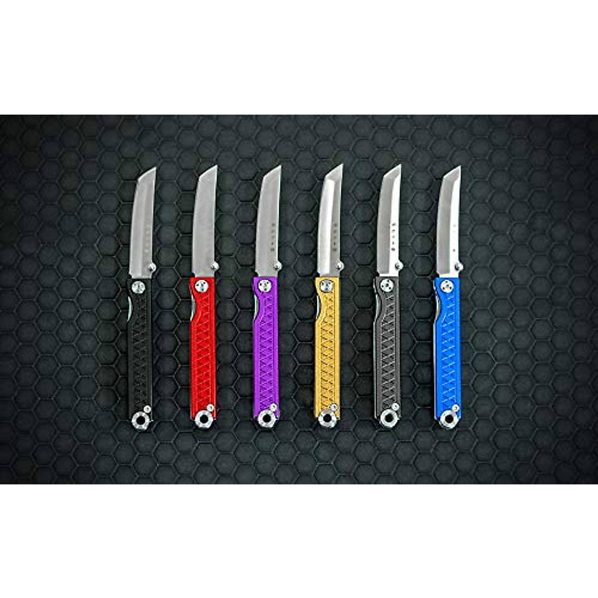 STATGEAR Pocket Samurai Micro Folding Knife - Everyday Carry 440C Stainless Steel Tanto Blade - Higonokami Style EDC Knife with Keychain Loop - Black