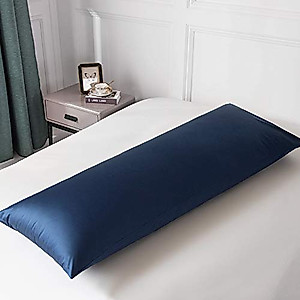 Leeden Body Pillow Cover, 100% Cotton, 800 Thread Count, Soft Breathable Long Pillow Case, Envelope Closure (Navy Blue,21"x 54")