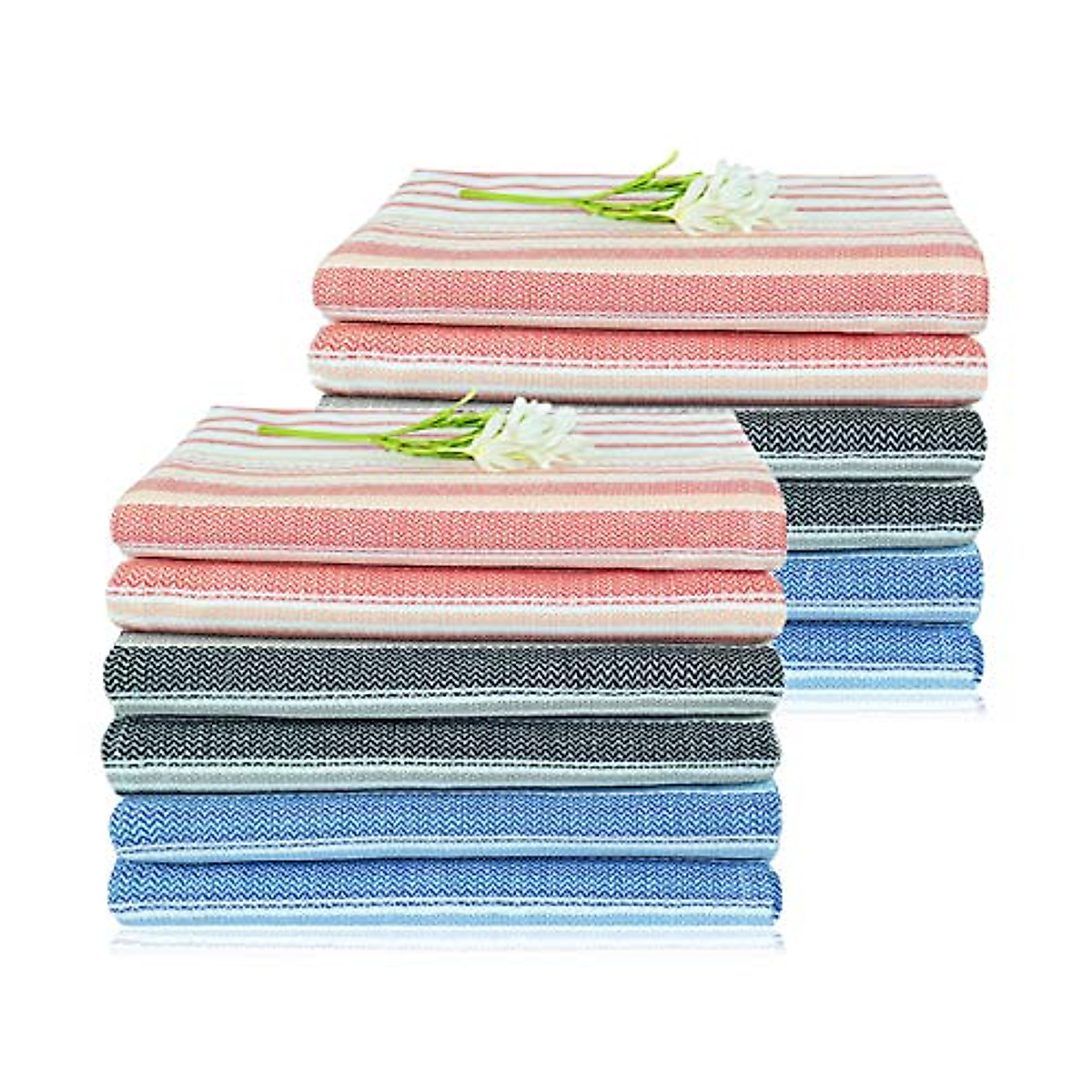 COTTON CRAFT- Fouta Hand Towel 12 Pack - Beach Bath Pool Travel Camp Sauna Gym Spa Party Lightweight Mediterranean Peshtemal Quick Dry Low Lint Oversized Absorbent Durable Sand Free - 20 x 30 Multi