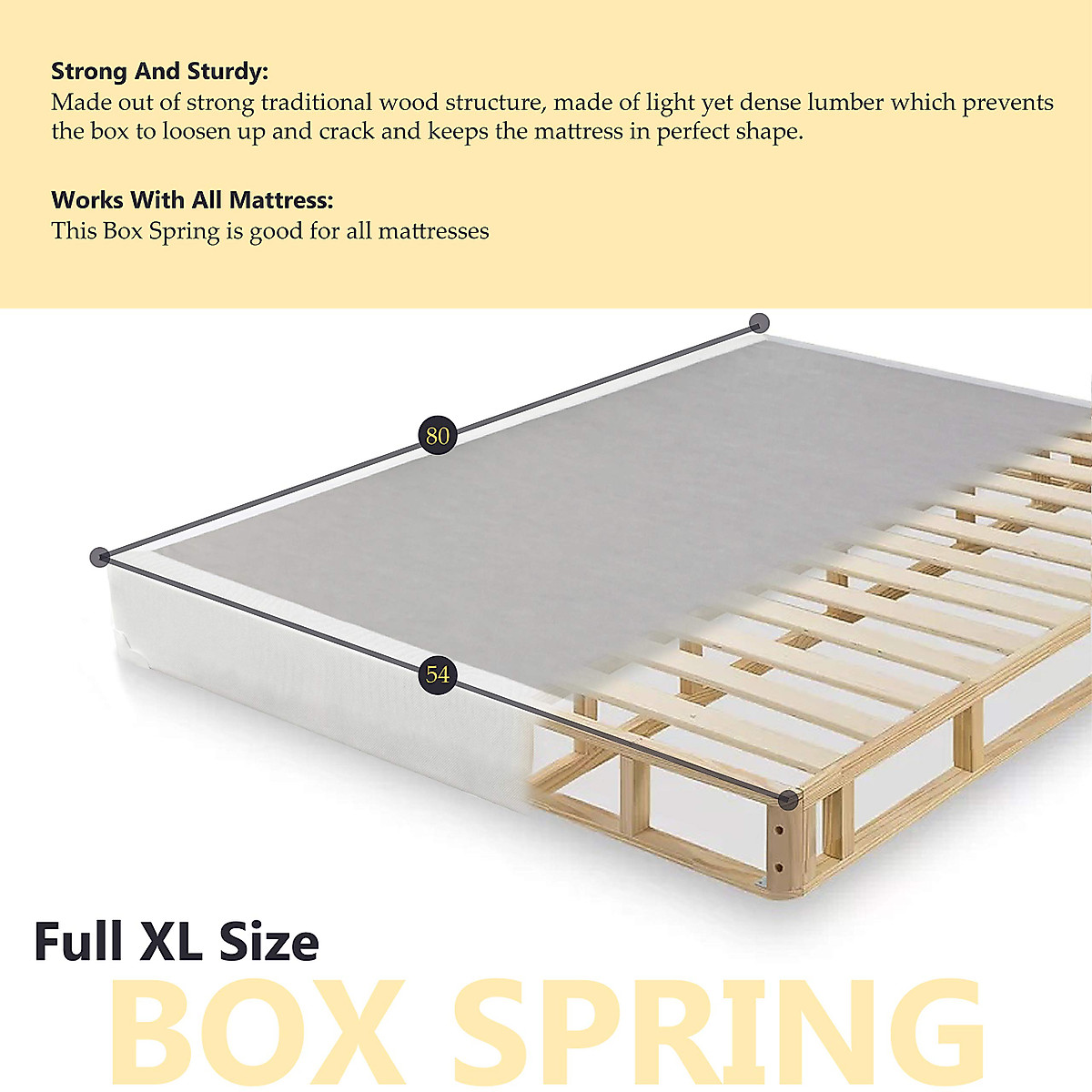 Mattress Solution Eurotop Pillowtop Innerspring Mattress and 4" Low Profile Split Wood Boxspring/Foundation Set, with Frame, Full XL, Size