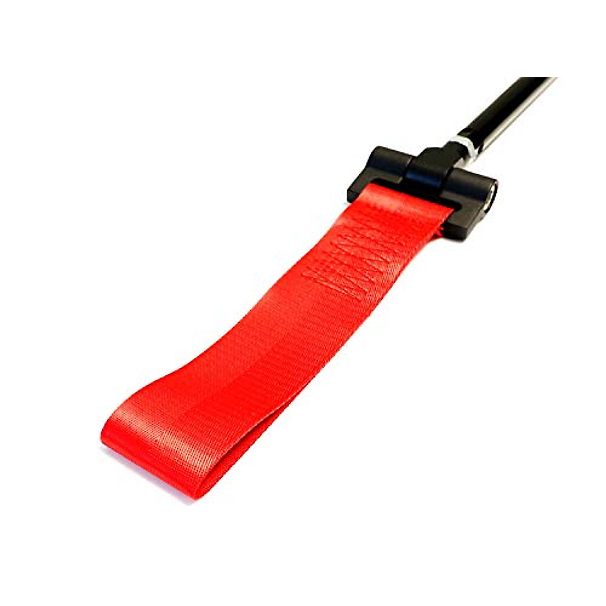 iJDMTOY Track Racing Style Red Tow Strap Compatible With BMW 1 3 5 Series X5 X6 & MINI Cooper (E36 E39 E46 E82 E90 E91 E92 E93 E70 E71 R50 R51 R52 R53 R55 R56 R57 R58 R59), Tow Hole Mount Nylon Loop