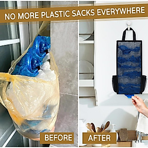 LeCorner Plastic Bag Holder, Large Capacity Grocery Bag Holder, Breathable Mesh Plastic Bag Holders for Grocery Bags Storage, Lightweight Trash Bag Holder Dispenser Organizer