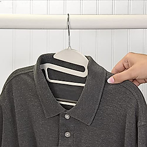 Closet Accessories Plastic Hangers, 50 Pack, with Non Slip Coating at Shoulders and Bar, Gray (S Shape)