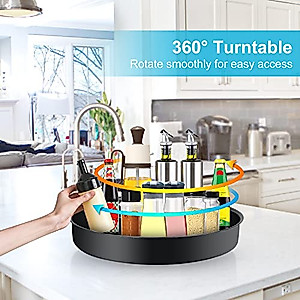 Lazy Susan Organizer Turntable Organizer Stainless Steel Spice Rack Organizer Kitchen Lazy Susan for Cabinet Fridge Pantry, Rotating Spice Rack Condiment Organizer (12.4IN)