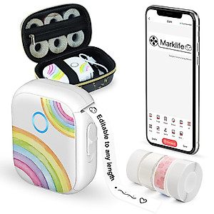 MARKLIFE P12 Portable Bluetooth Label Printer - Mini Thermal Sticker Machine for Home, Office, Storage, Barcode, Gift Labels (Color, 1 Printer+4 Tapes+Case)