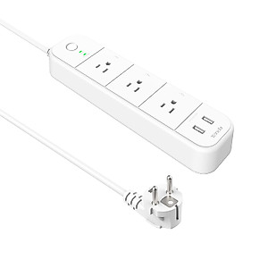 Tenda SP15 Smart WI-FI Plug Smart Power Strip, Surge Protector with 3 Individually Controlled Smart Outlets and 2 USB Ports, Surge Protection, Alexa Voice Control and Google Home, 1875W|15A|White