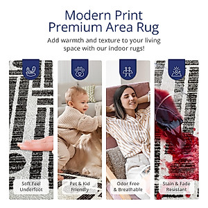 Abani Nomad Cream & Grey Area Rug 2' x 3' for Living Room, Bedroom - Geometric Pattern - Durable & Easy to Clean