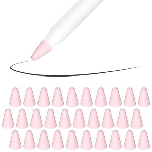 SIXFU 30 PCS Paper Feel Silence Covers for Apple Pencil Tips, Rubber Silicone Protectors for iPad Pencil 2nd Generation/1st Gen Apple iPencil Replacement Nib Case(Pink)