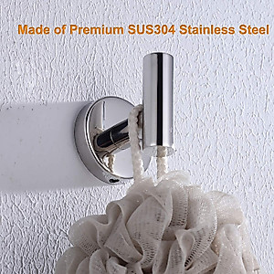 Polished Chrome Towel Coat Hooks SUS304 Stainless Steel Bathroom Clothes Garage Hotel Cabinet Closet Sponges Robe Hook Wall Mounted Round Kitchen Heavy Duty Bath Door Hanger 2 Pack