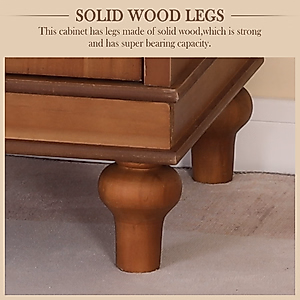 PHI VILLA Accent Cabinet with Doors Storage Cabinet Corner Entryway Living Room Cabinet, Red Brown