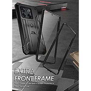 Poetic Revolution Series Designed for Oneplus 10T Case, Full-Body Rugged Dual-Layer Shockproof Protective Cover with Kickstand and Built-in-Screen Protector, Black